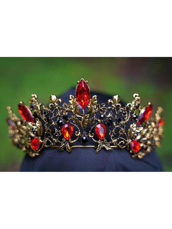 Other | Gothic Red Crystal Black Tiara Bridal Crown Birthday Wedding ...